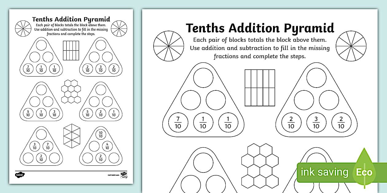 👉 Tenths Addition Pyramid (teacher made) - Twinkl