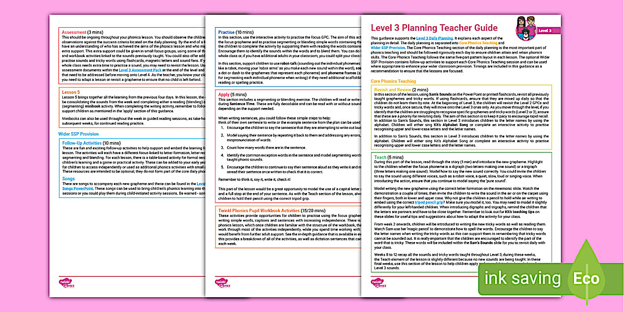 Level 3 Phonics Planning Guide - Primary Resources - Twinkl