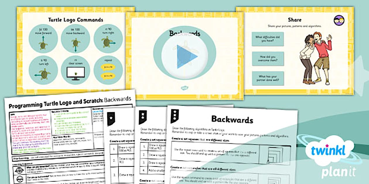 Computing: Programming Turtle Logo and Scratch: Backwards Year 3 Lesson ...