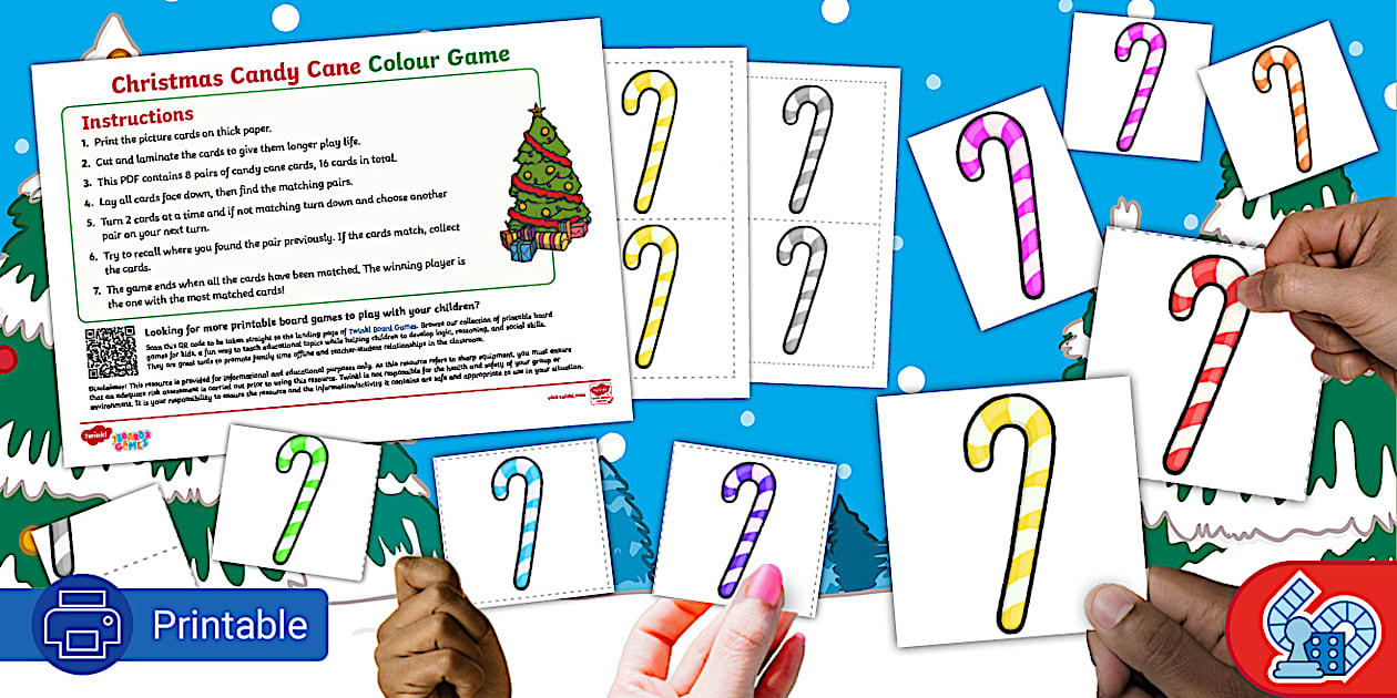 Christmas Candy Cane Colour Matching Game (teacher made)