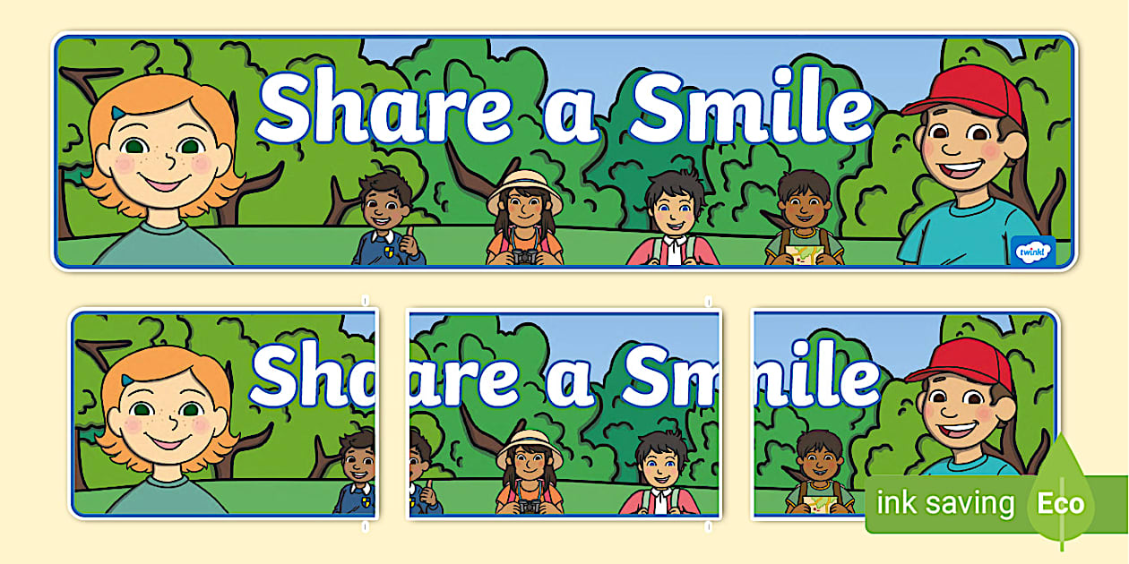 Share a Smile Display Banner | Promote Classroom Positivity