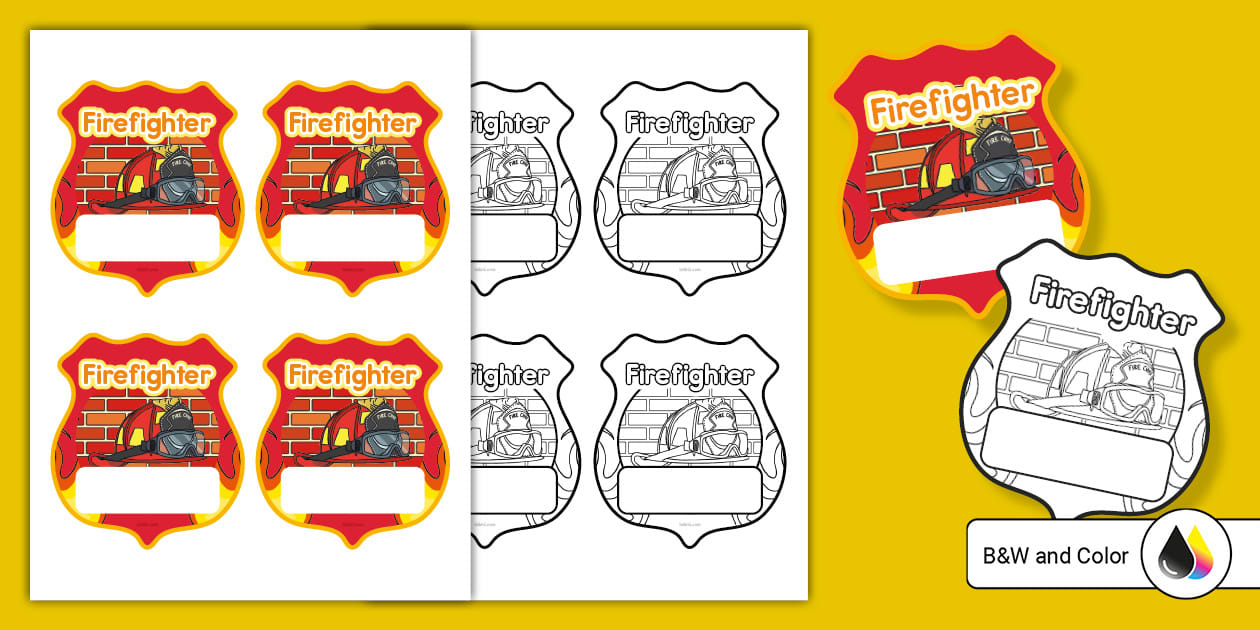 Dramatic Play Firefighter's Badge (teacher made) - Twinkl