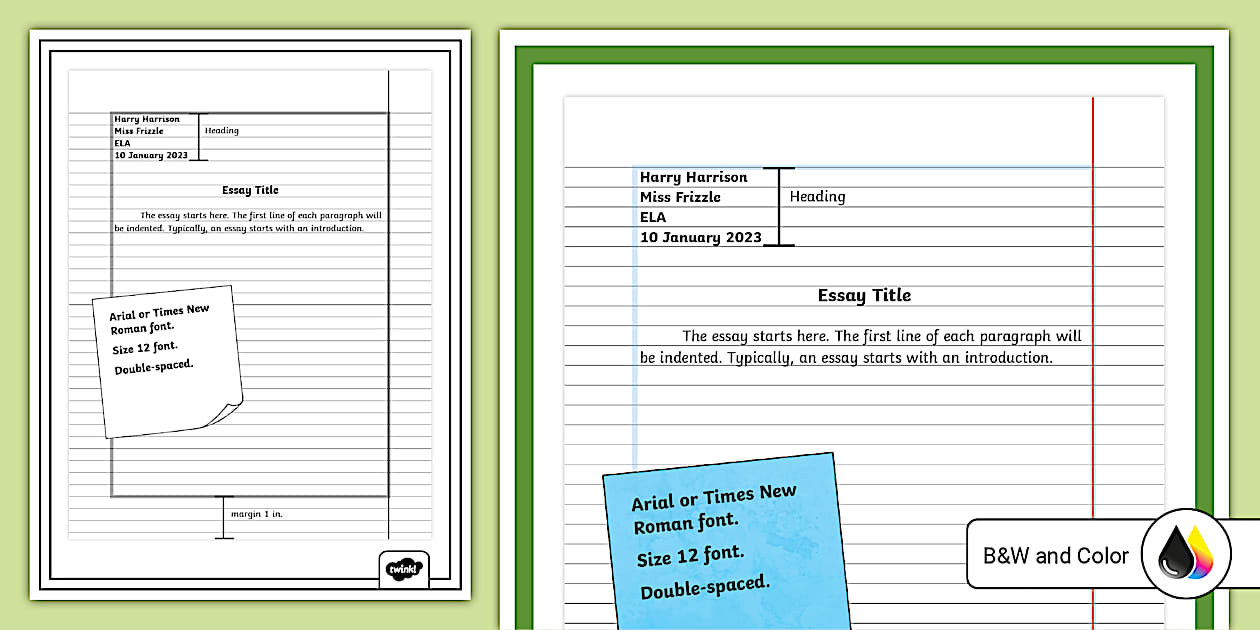 MLA Essay Format Poster for 6th-8th Grade - Twinkl