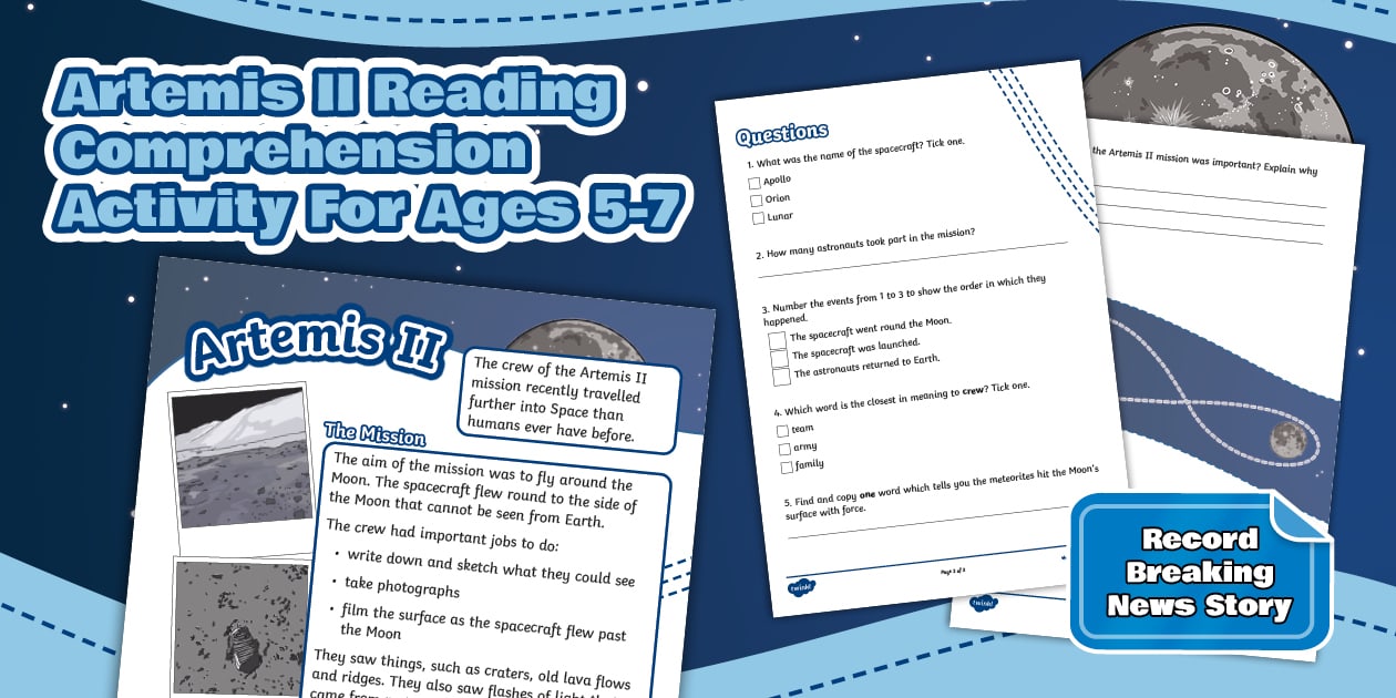 Artemis II Reading Comprehension Activity For Ages 5-7