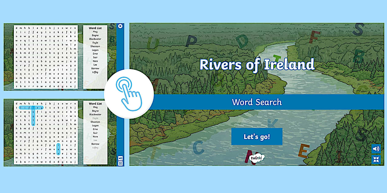 Rivers of Ireland Interactive Word Search - Twinkl