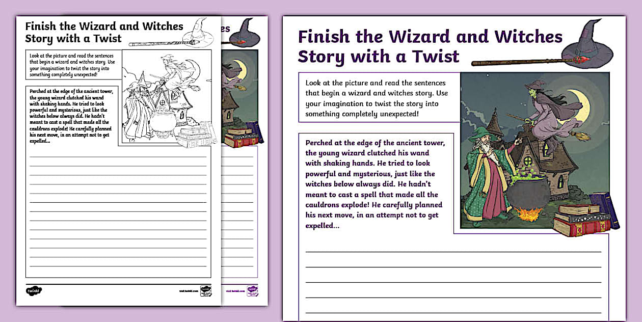 Finish the Wizard and Witches Story Writing Template