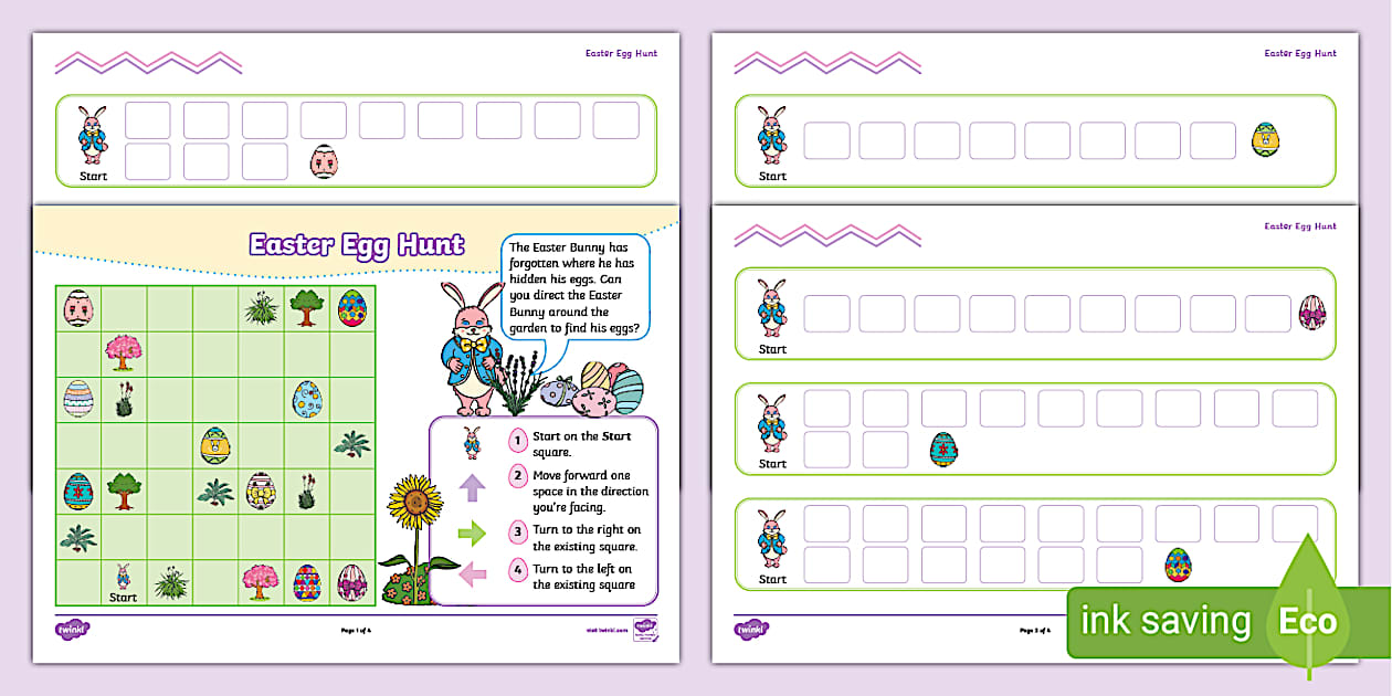 KS1 Unplugged Coding Easter Egg Hunt - Computing - Twinkl