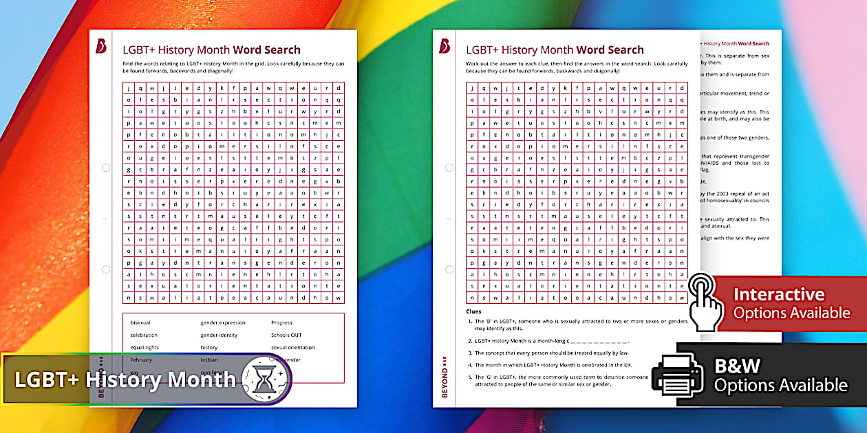 LGBT+ History Month Word Search | Beyond - Twinkl