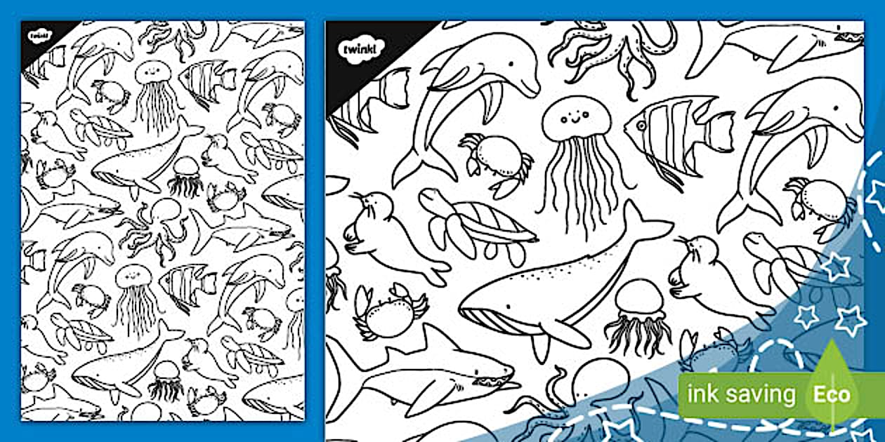 Under the Sea Pattern Doodle Colouring Sheet (teacher made)