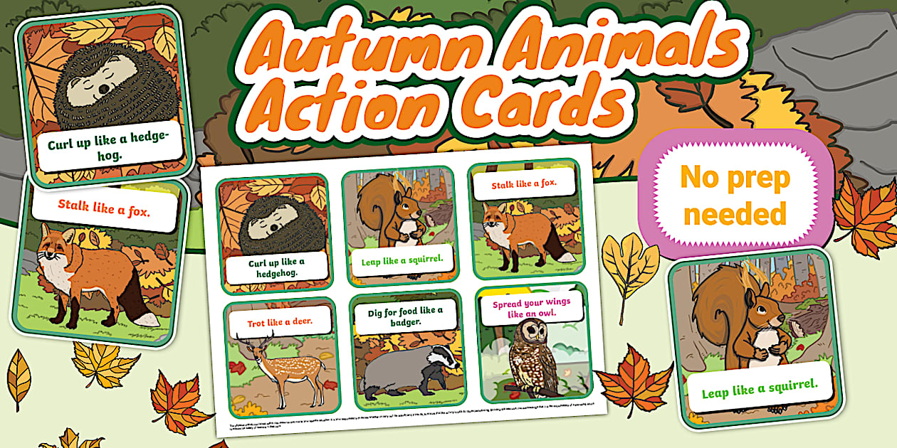 Autumn Animals Action Cards