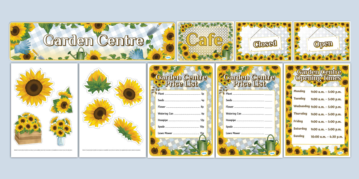 KS1 Sunflower Themed Garden Centre Pack (teacher made)