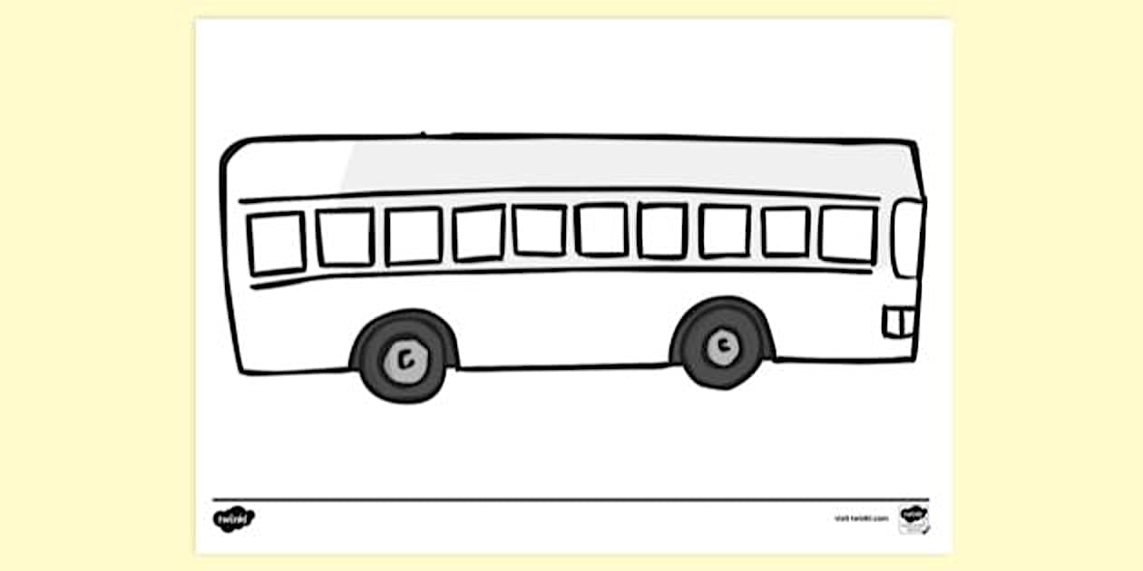 Single Decker Bus Colouring Sheet - Primary School - Twinkl