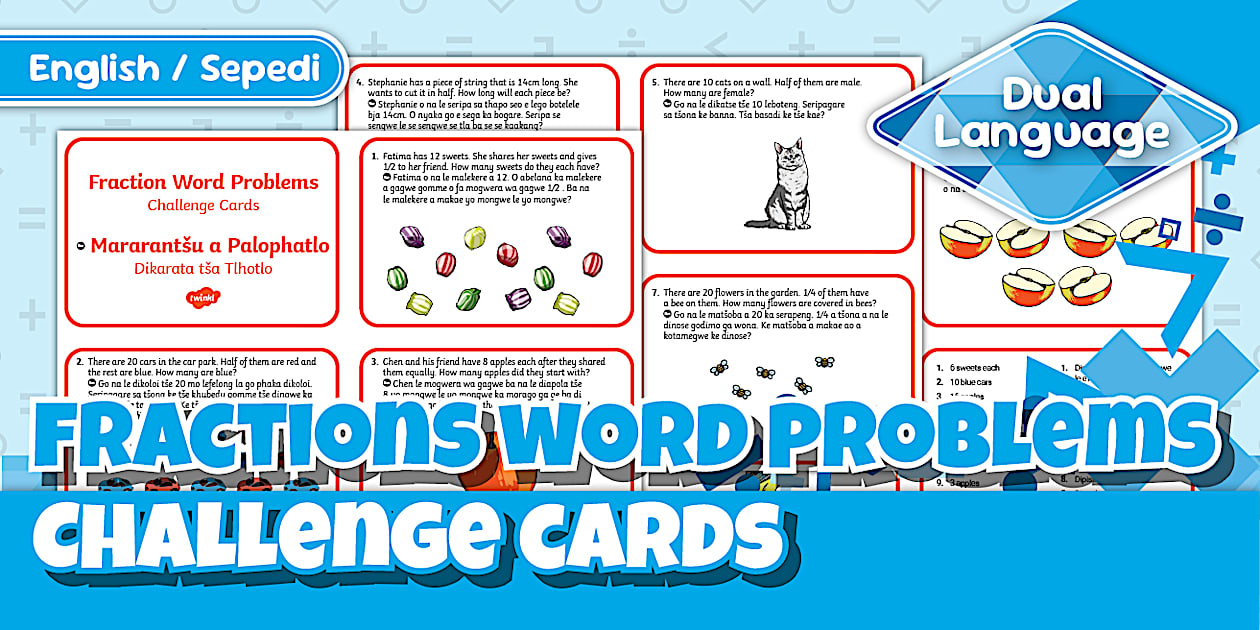 Grade 4 Maths: Fractions Word Problems Maths Challenge Cards- Eng ...