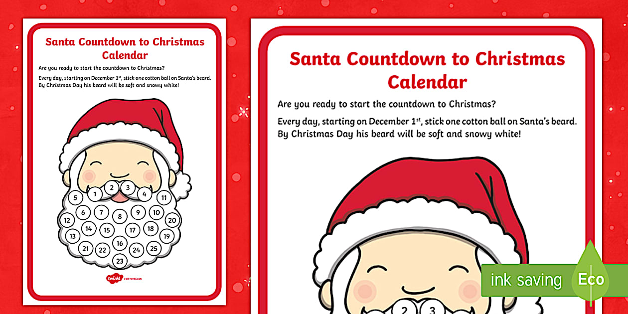 Santa Countdown to Christmas Calendar Craft (teacher made)