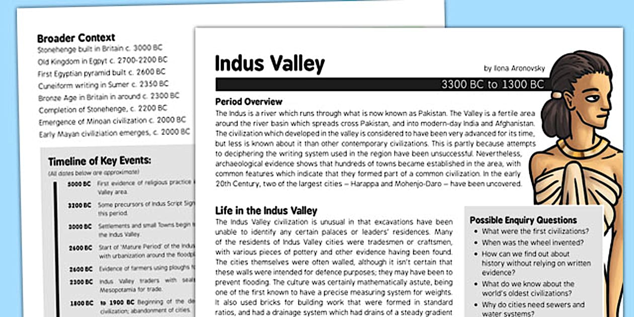 Indus Valley History Fact Sheet for Adults - Twinkl