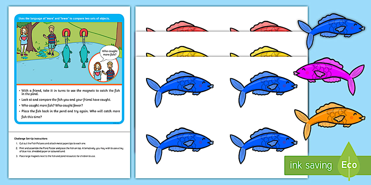 EYFS Maths Comparing Quantities Challenge: Magnetic Fishing Game