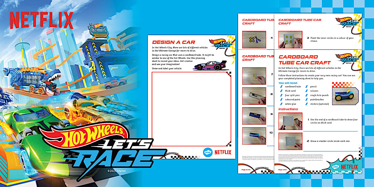 Hot Wheels Craft: Design a Car Craft Activity Resource Pack