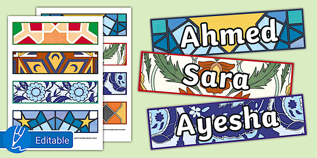 Editable Bookmarks - Islamic Tiles (teacher made) - Twinkl