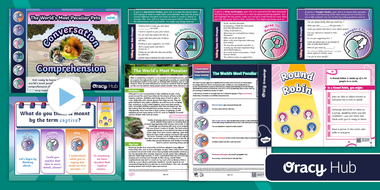 UKS2 The World's Most Peculiar Pets Conversation Comprehension Oracy Pack