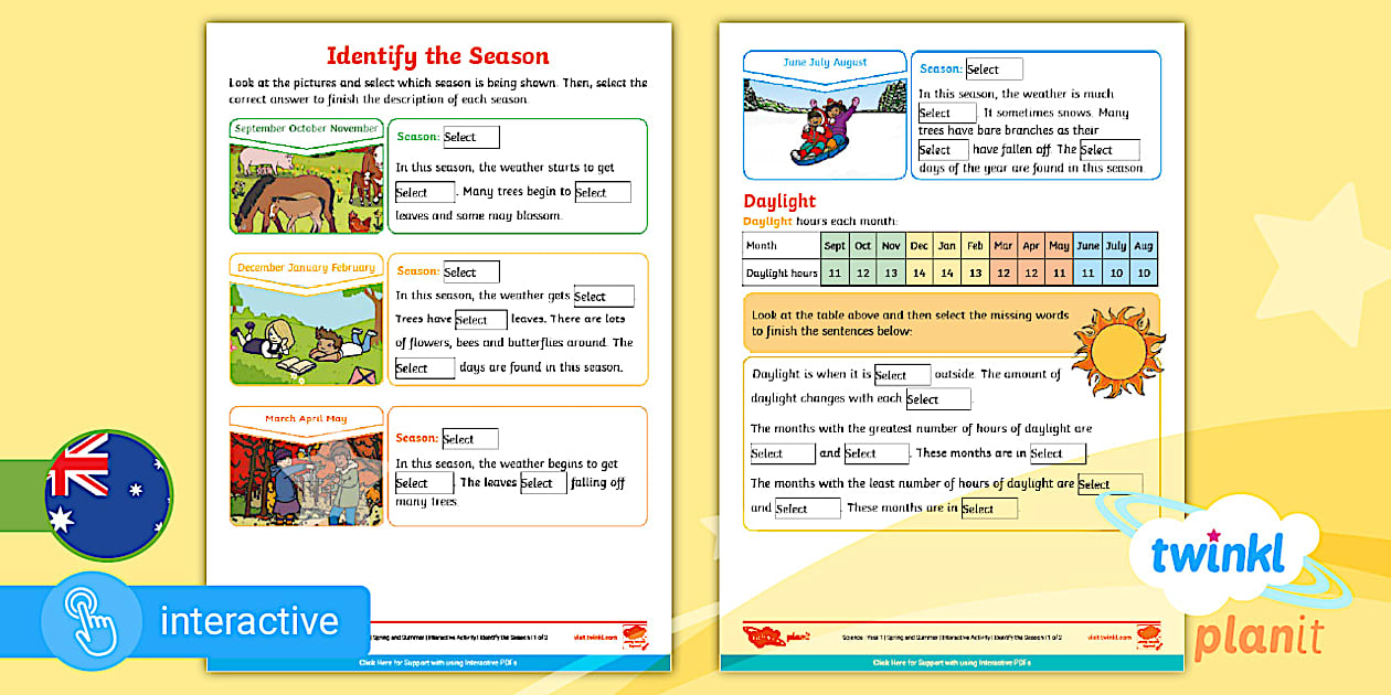 Year 1 Science Seasons Interactive Activity 1 (Teacher-Made)