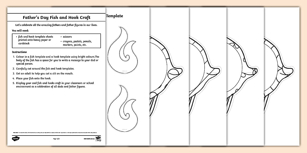 Father's Day Fish & Hooks Craft (teacher made) - Twinkl