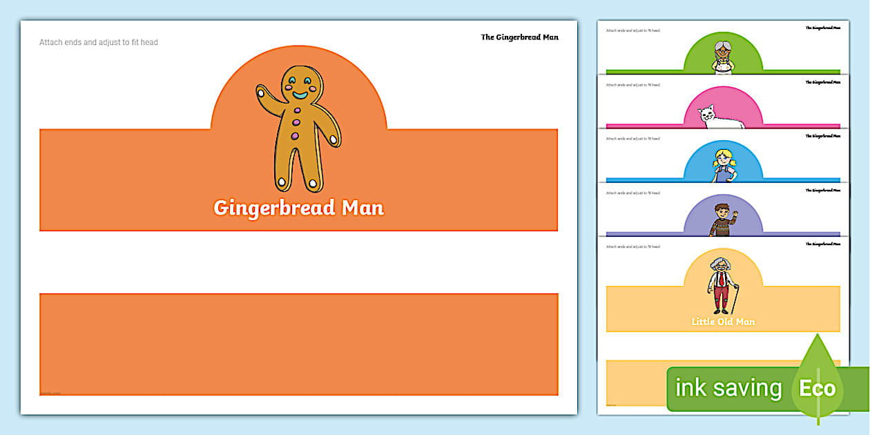 The Gingerbread Man Role Play Headbands - Twinkl