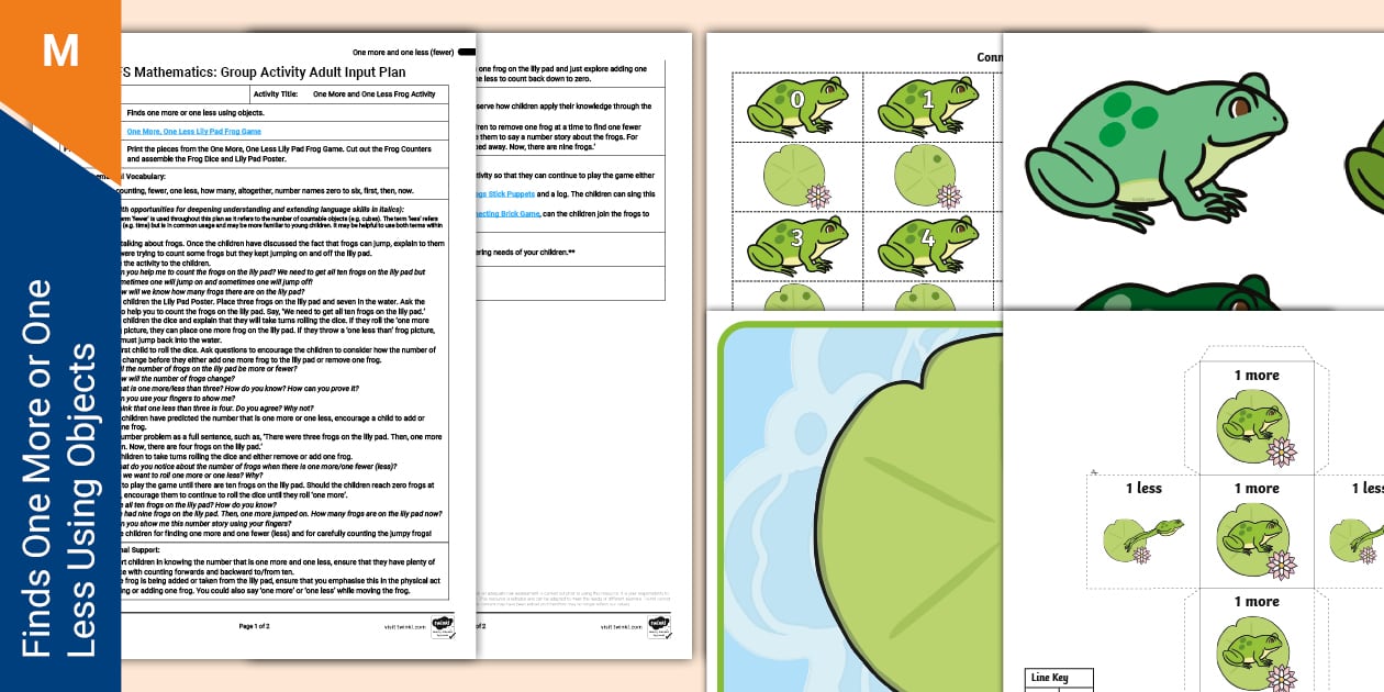 EYFS Maths One More and One Less Frog Plan and Resource Pack