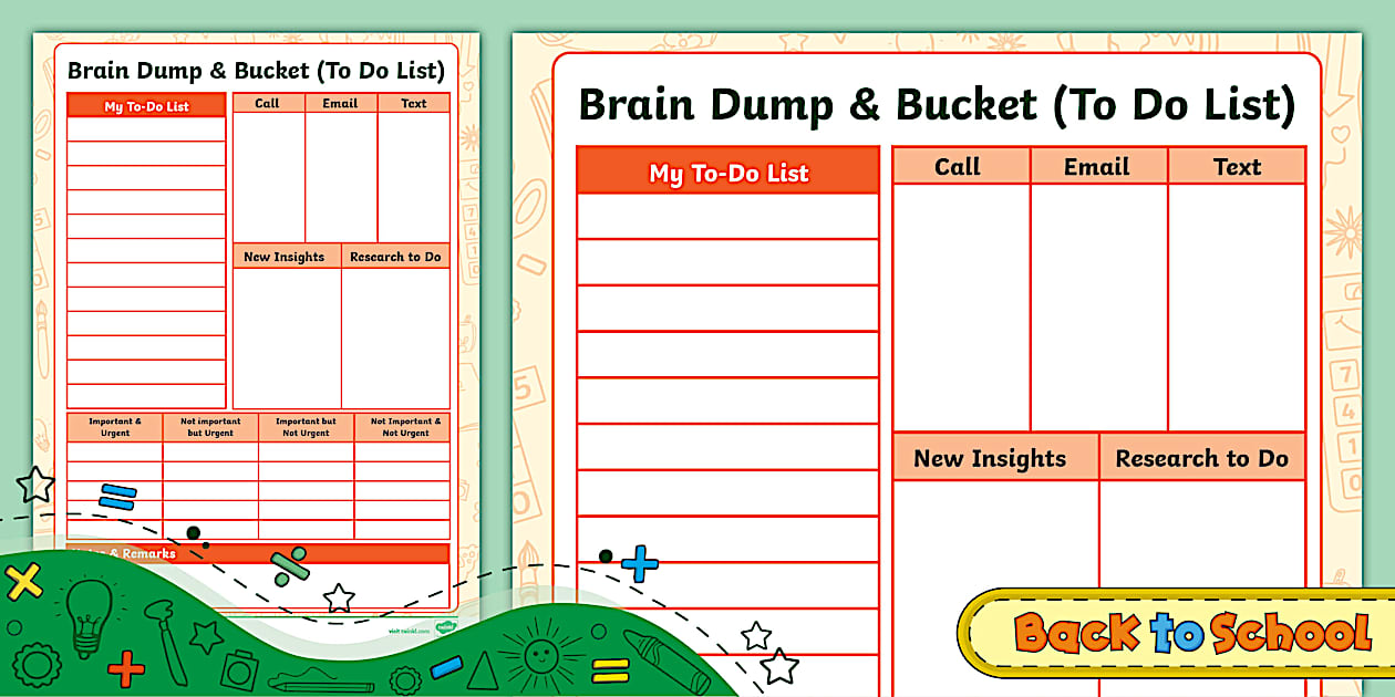 Brain Dump & Bucket To Do List Template (teacher made)