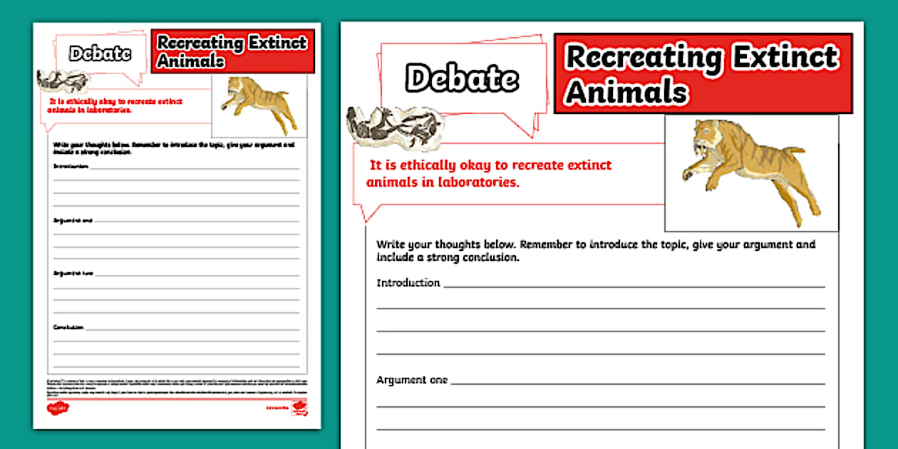 Should We Genetically Recreate Extinct Animals? Debate Writing Frame