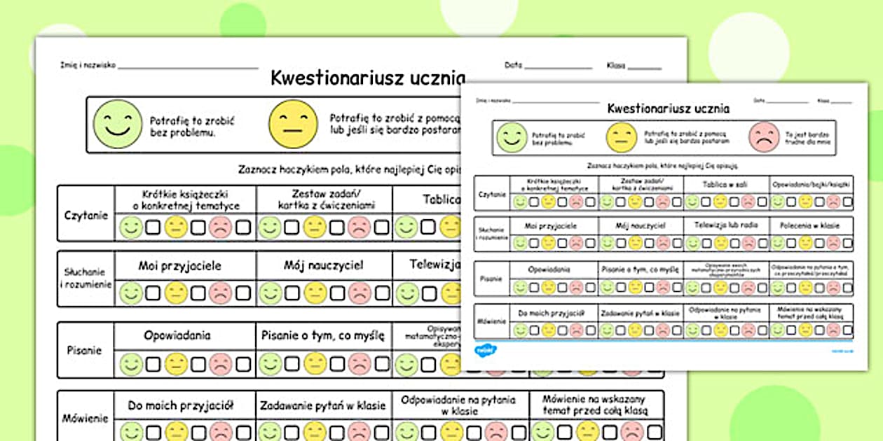 Pupil Questionnaire Polish (teacher made) - Twinkl