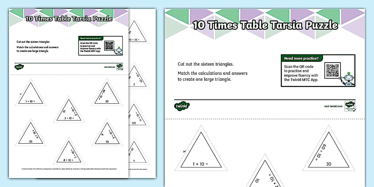 👉 10 Times Table Tarsia Maths Puzzle - Twinkl