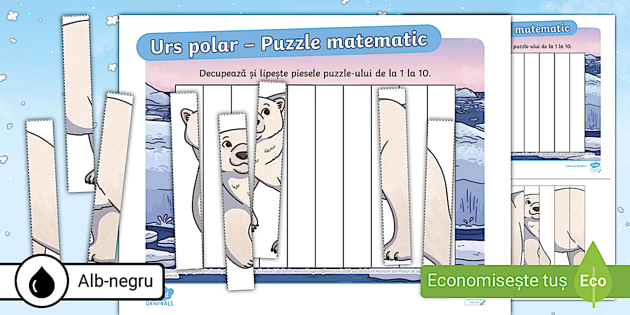 Curiosul urs polar – Puzzle matematic 1-10 (Teacher-Made)