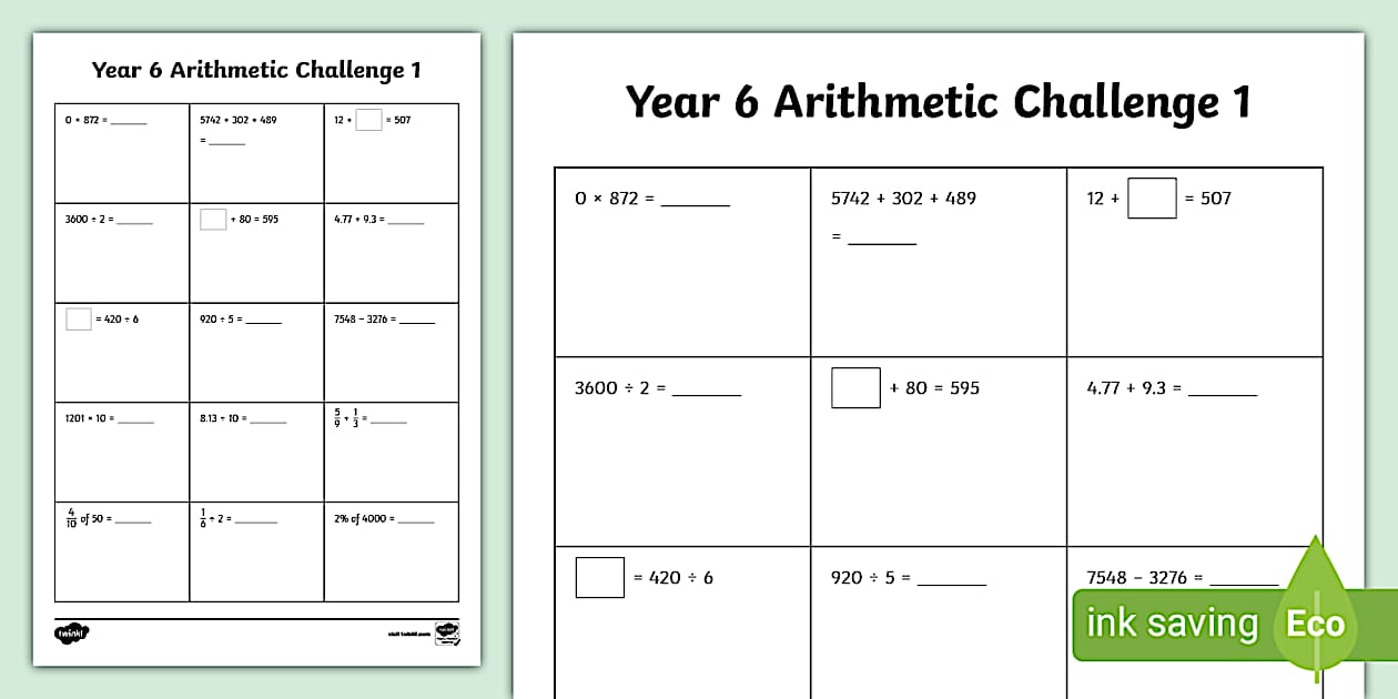 👉 Year 6 Arithmetic Challenge 1,Arithmetic,SATs,Revision