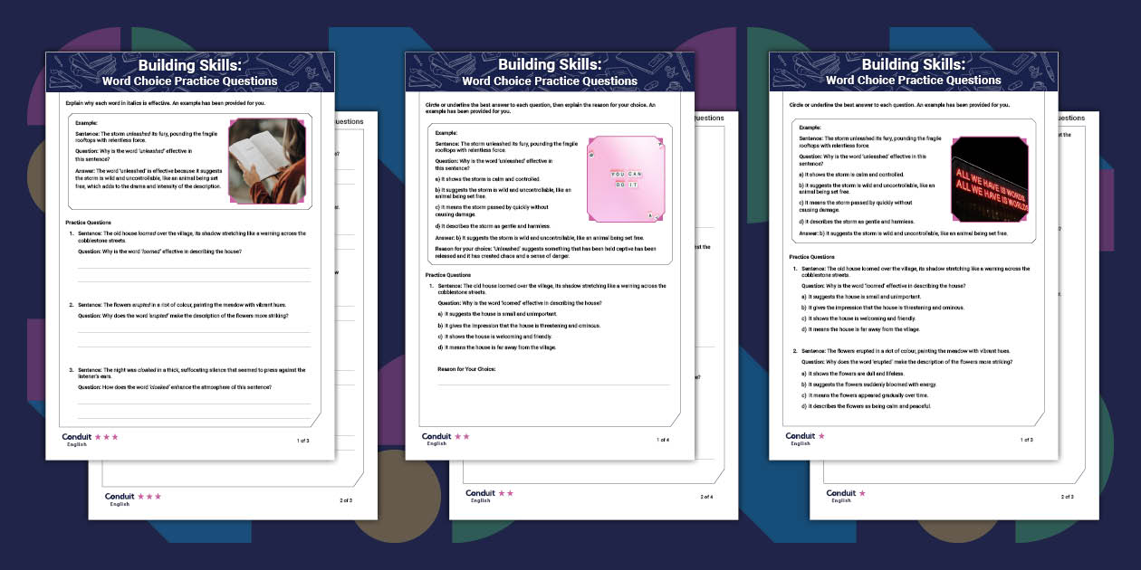 Building Skills: Word Choice Practice Questions - Twinkl