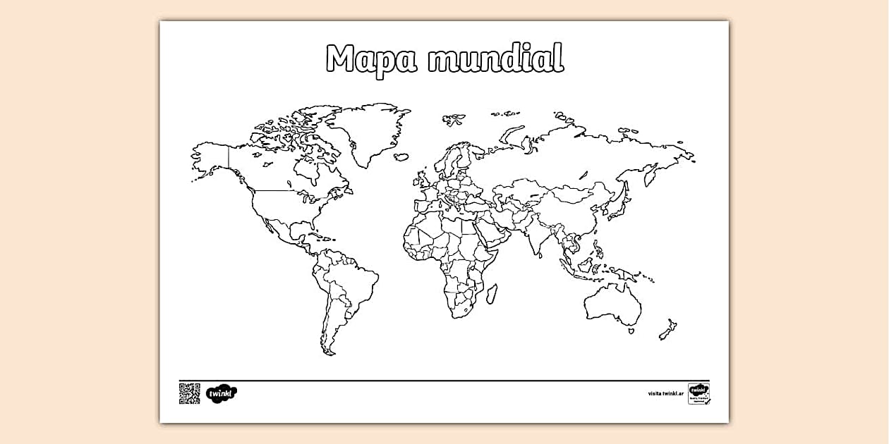Hoja de colorear: mapa mundial (professor feito) - Twinkl