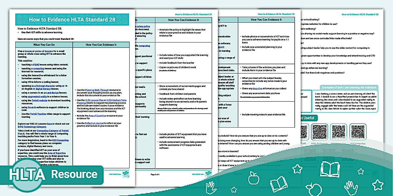 How to Evidence HLTA Standard 28 (l'enseignant a fait)