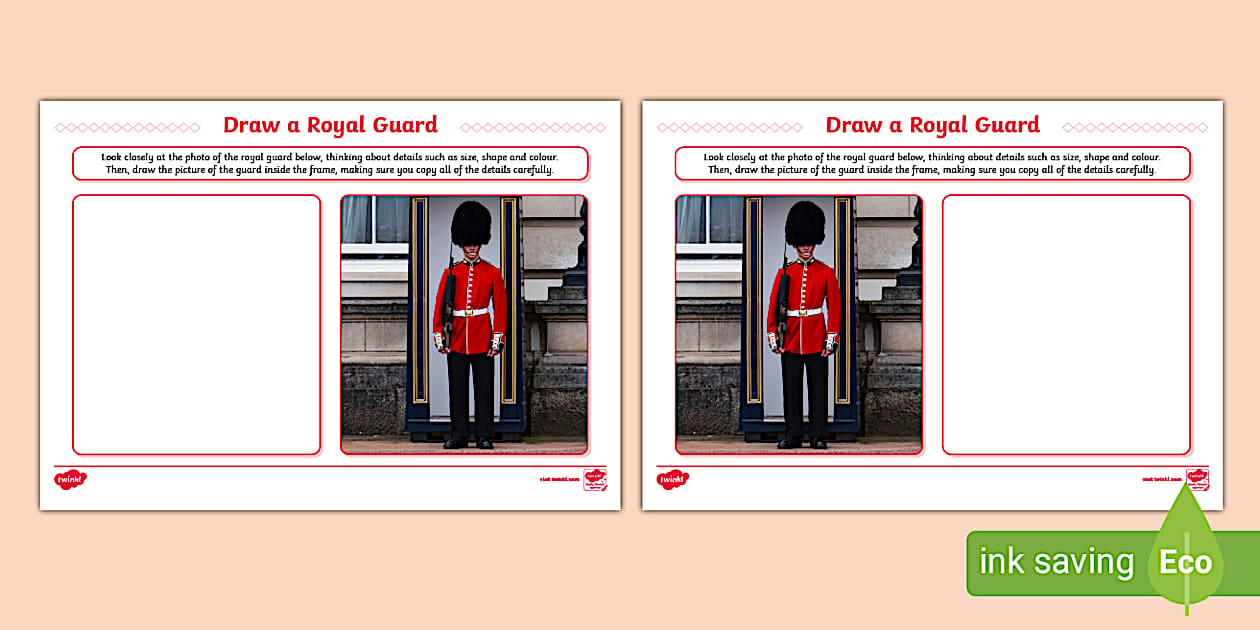 Draw a Royal Guard Art Activity, soldier colouring - Twinkl