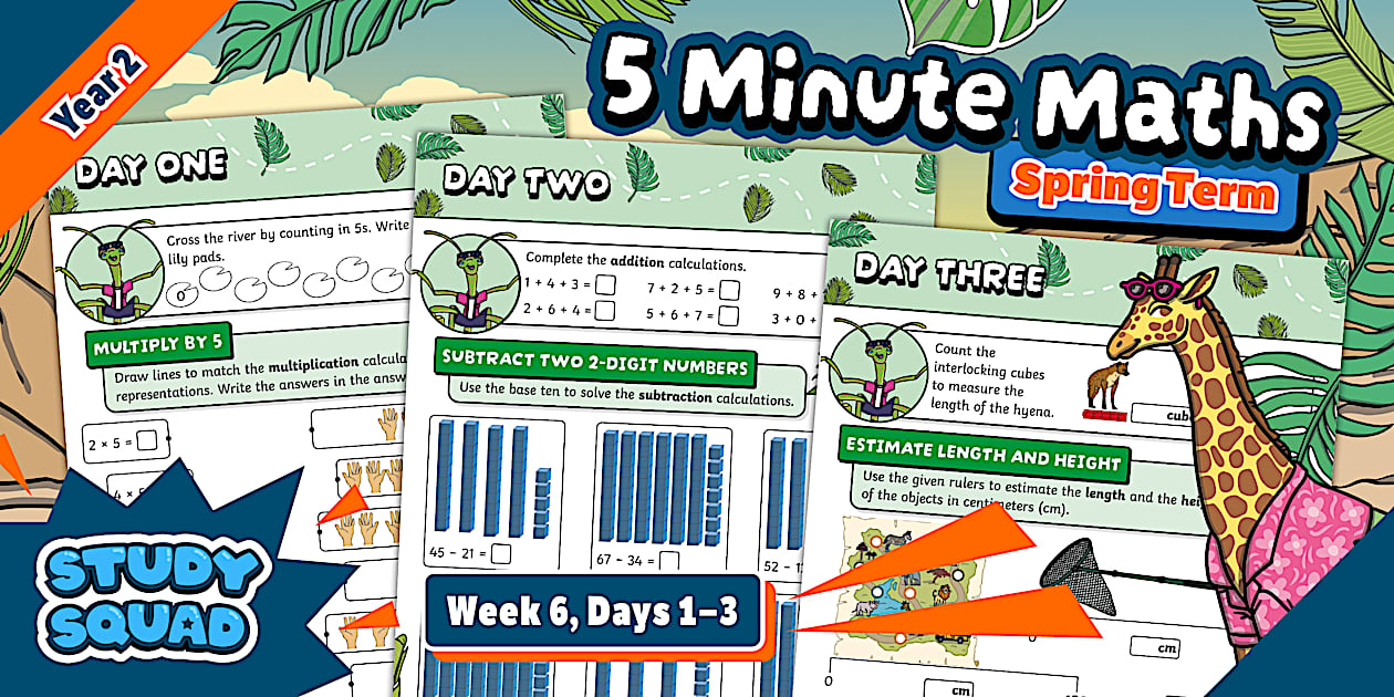 👉 Study Squad 5 Minute Maths - Year 2 Spring - Week 6 Days 1-3