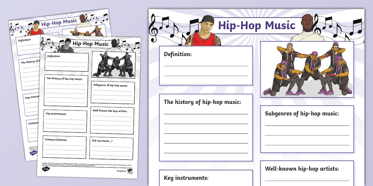 Hip-Hop Music Fact File Template, Hip-Hop (teacher made)
