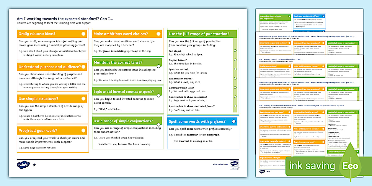 Y3 Writing Assessment I Can Statements with Worked Examples Assessment Pack