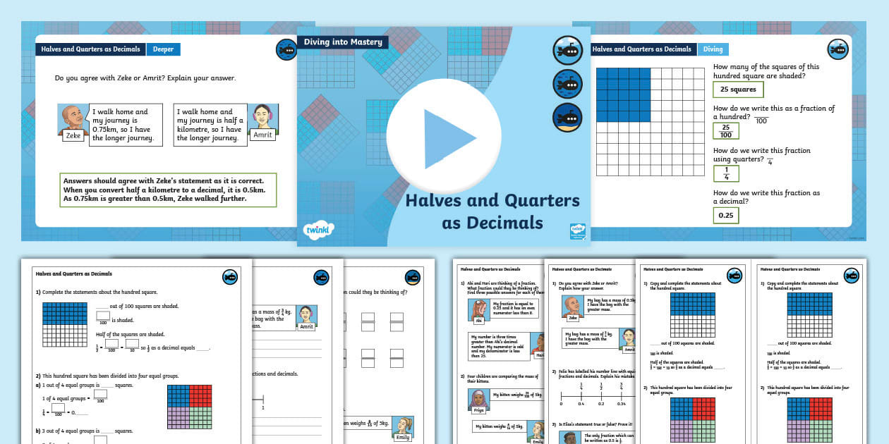 👉 White Rose Maths Compatible Year 4 Halves and Quarters
