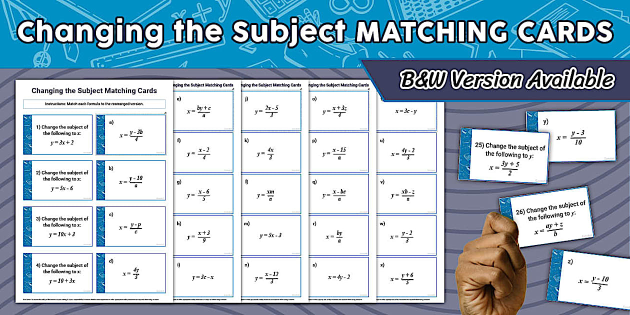 Changing the Subject Matching Cards