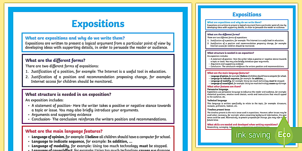 What is an Exposition? A4 Display Poster (teacher made)