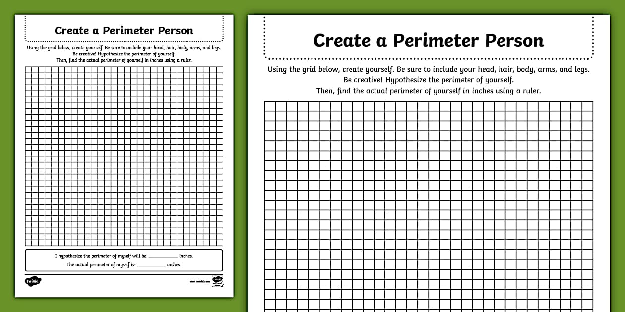 Third Grade Create a Perimeter Person Worksheet - Twinkl