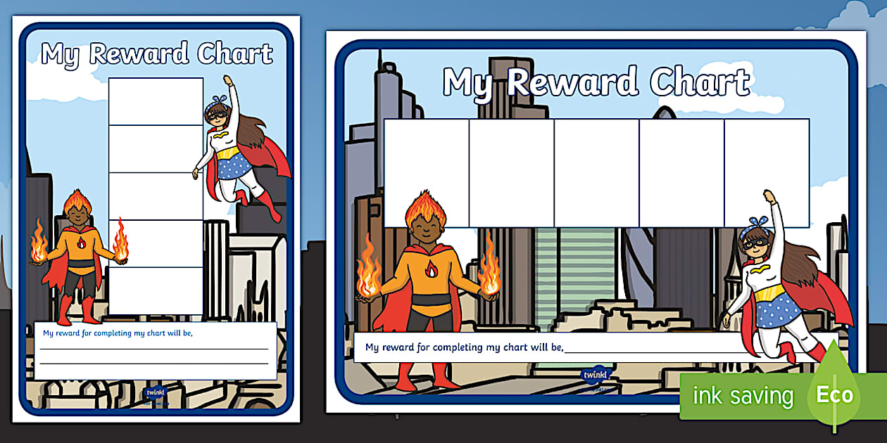 Editable Superheroes 5-Frame Sticker Reward Charts - Twinkl