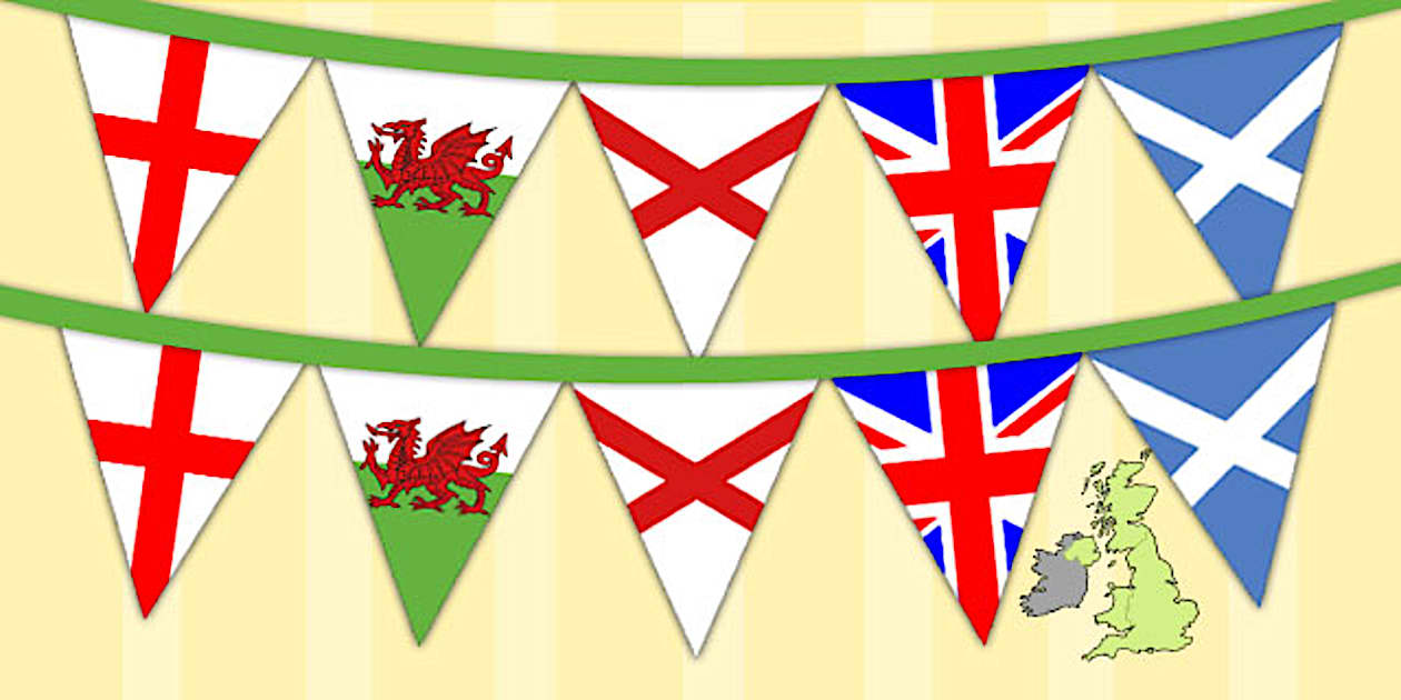 Black and White Union Jack Flags Display Bunting - Twinkl
