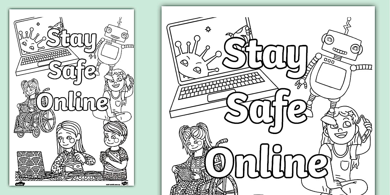 Safer Internet Day Colouring Page (teacher made) - Twinkl