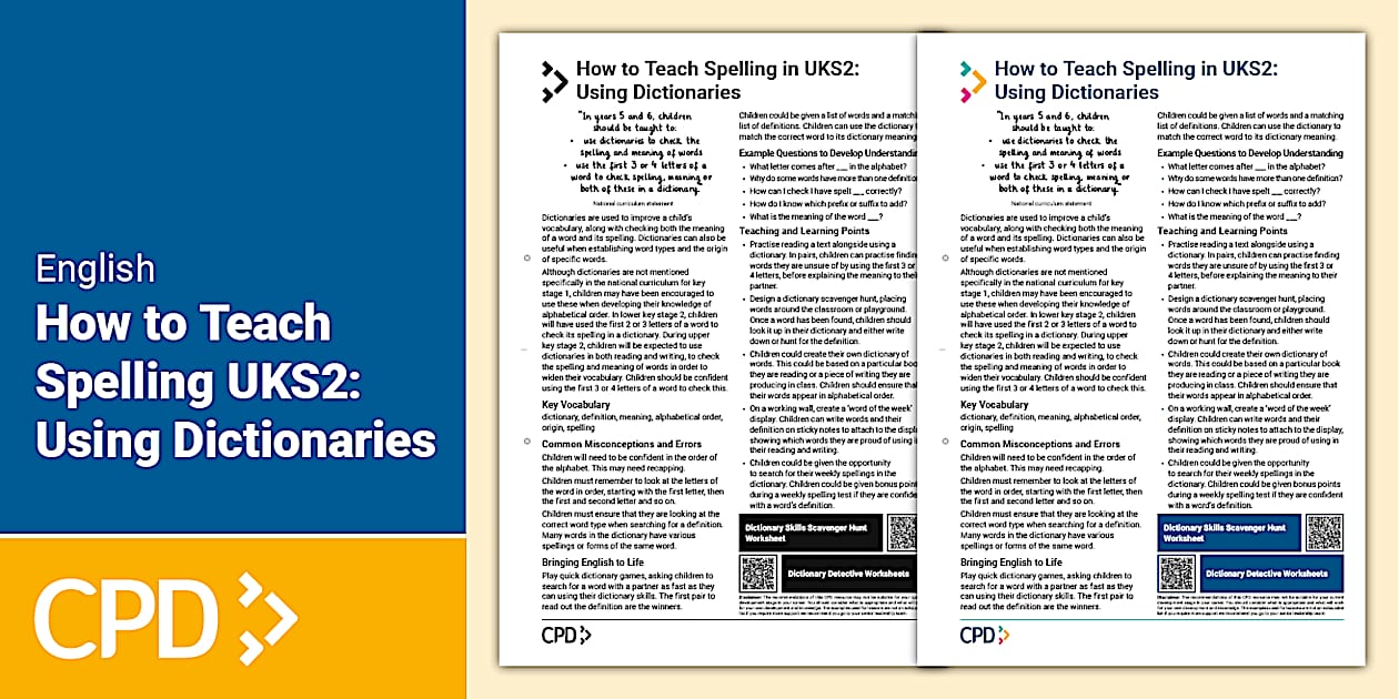How to Teach Spelling in UKS2: Using Dictionaries - Twinkl