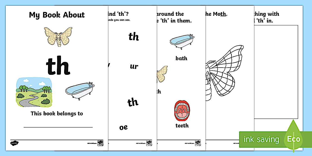 My Phase 3 Digraph Workbook (th) worksheets - Twinkl