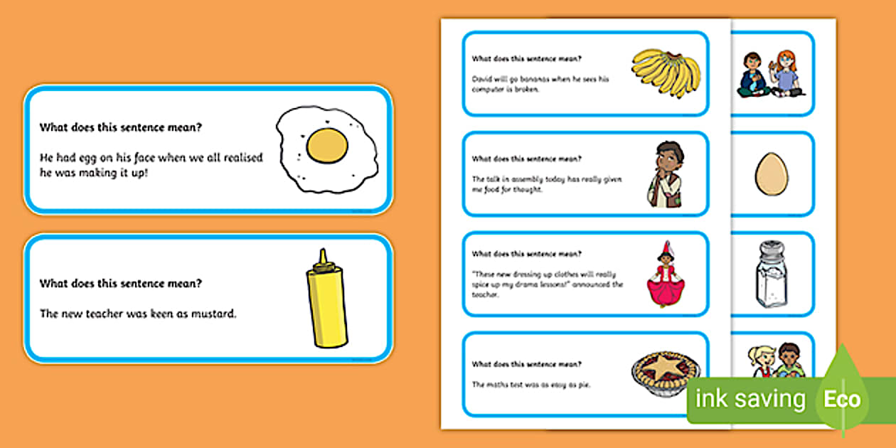 Food Idioms Sentence Cards Set 3 (teacher made) - Twinkl